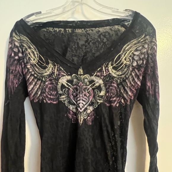 Sinful | Tops | Y2k Gothic Emo Sheer Vneck Longsleeve Animalprint Top ...